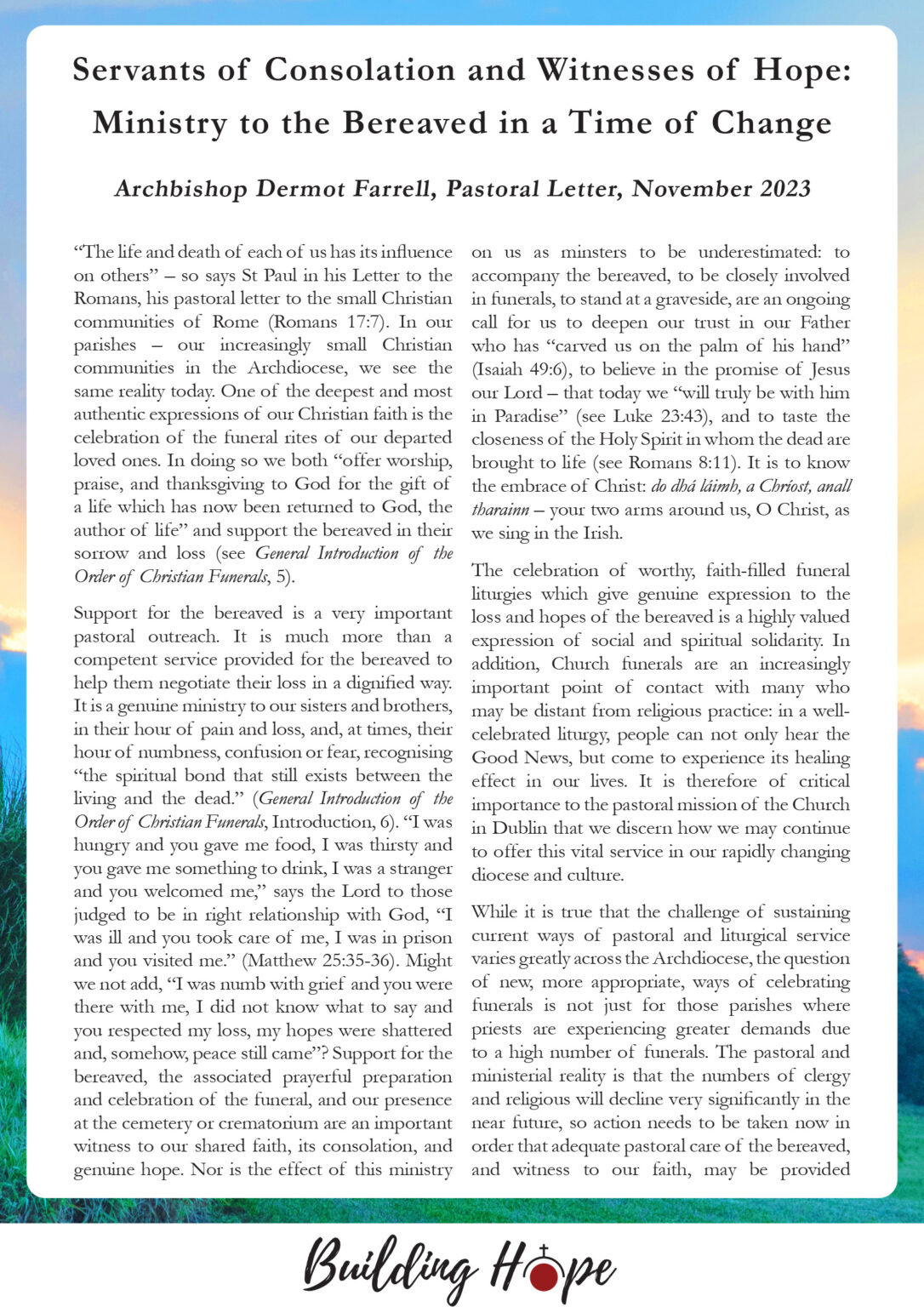 Funeral Ministry resources | Archdiocese of Dublin